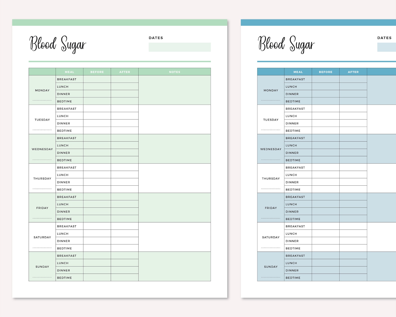 Printable Blood Sugar Log, Blood Glucose Journal, Gestational Diabetes ...