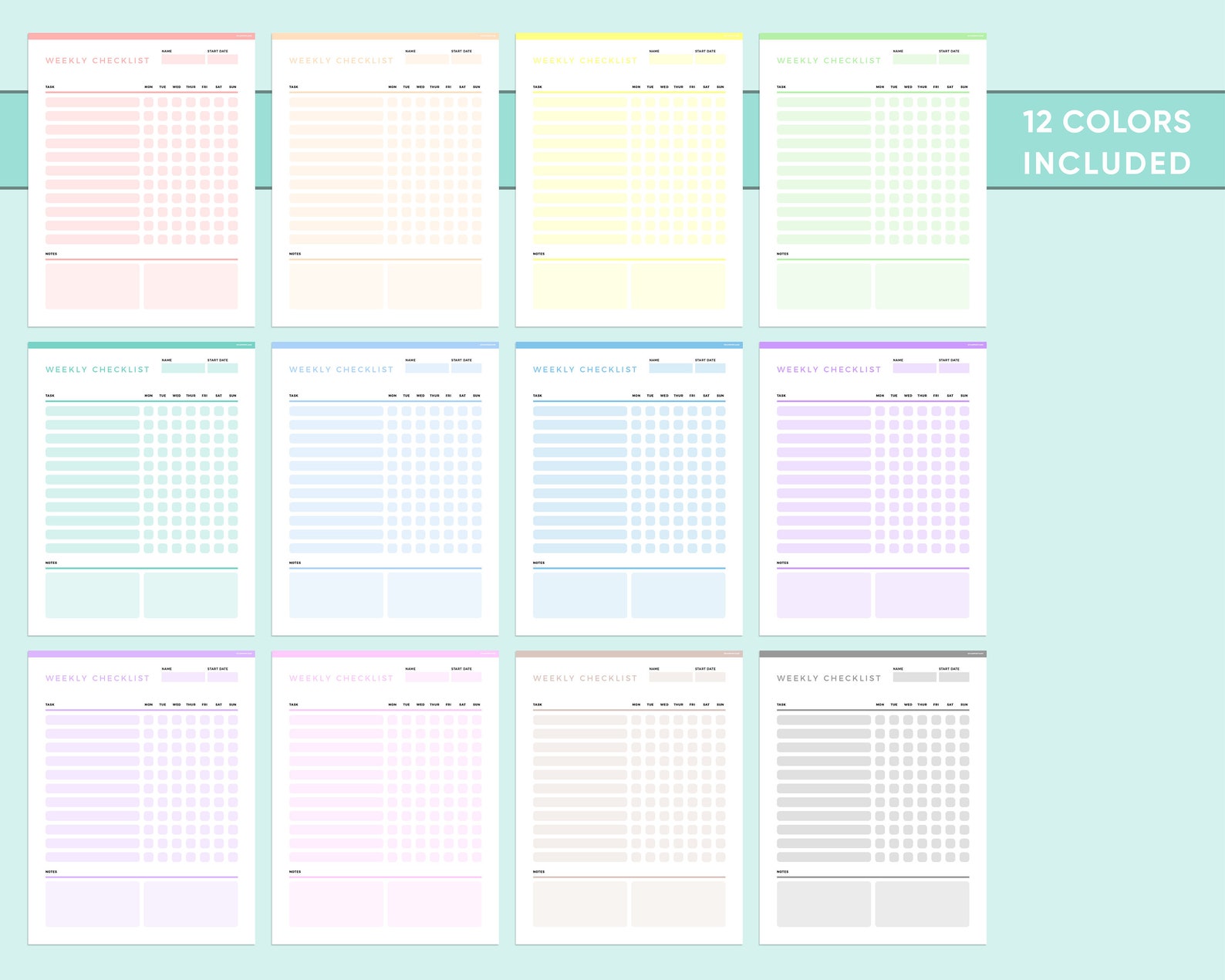 Editable Weekly Checklist Weekly Planner Weekly to Do List - Etsy