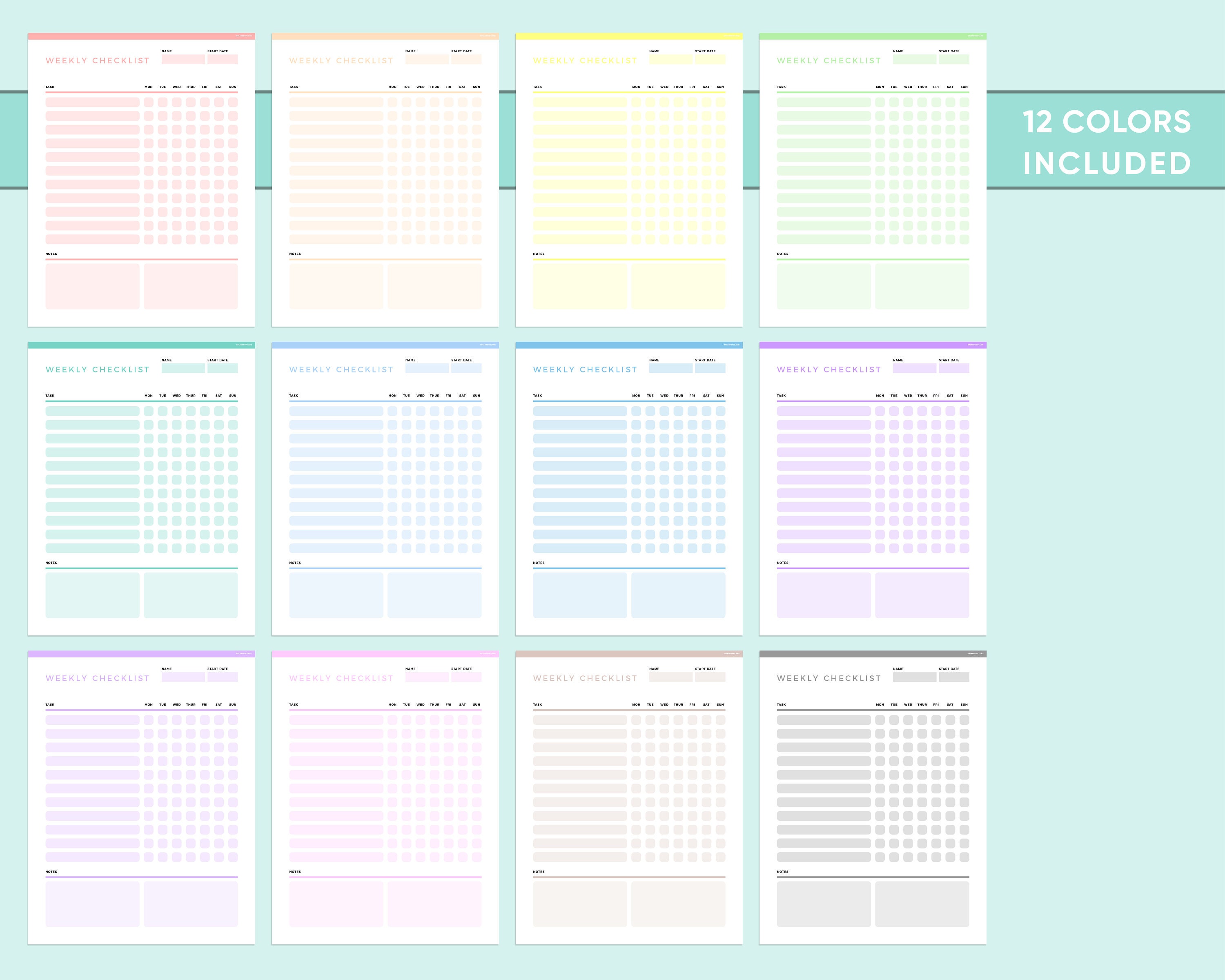 Editable Weekly Checklist Weekly Planner Weekly to Do List - Etsy