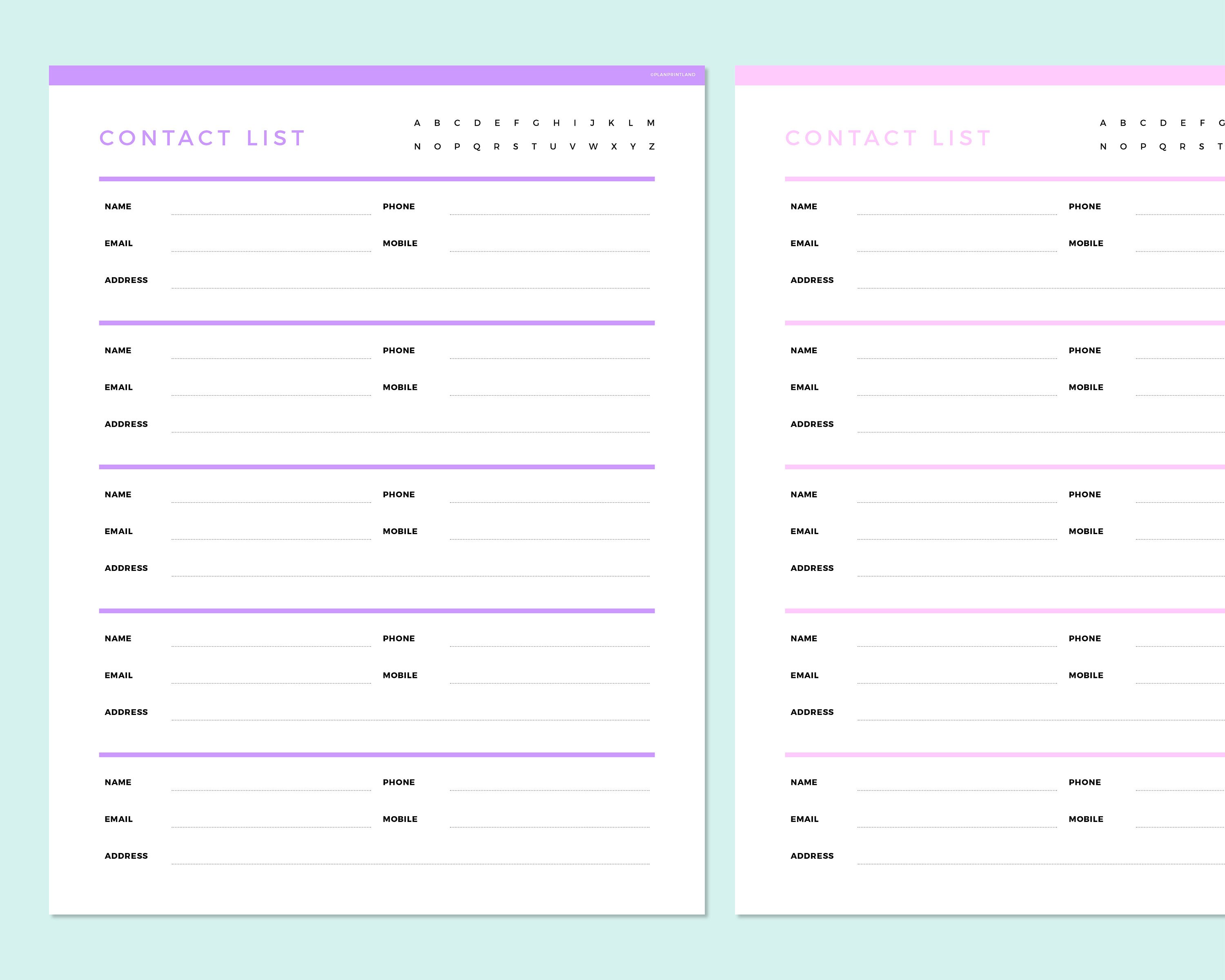 Editable Contact List Printable Fillable Address Book - Etsy Australia
