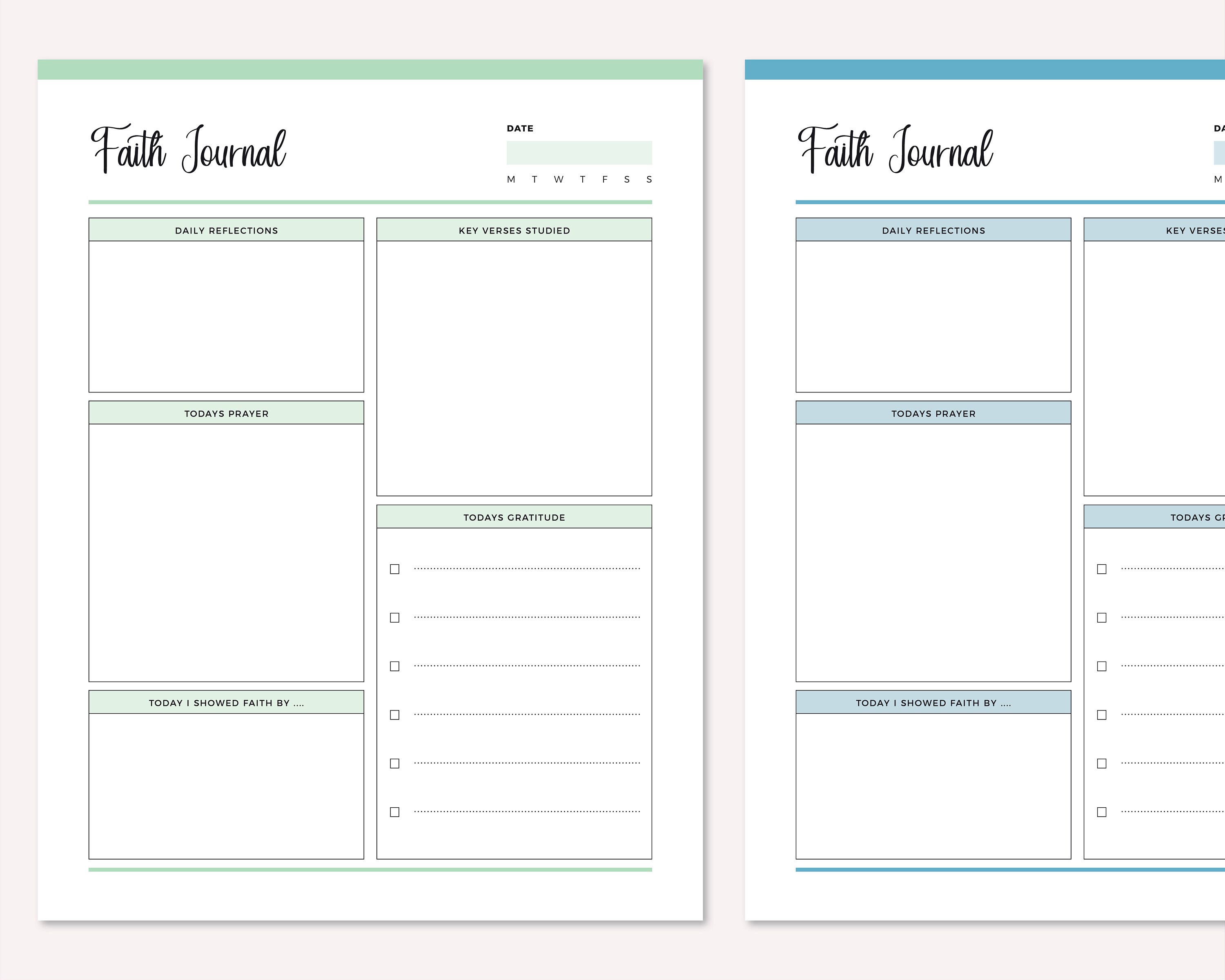 Printable Faith Journal, Print at Home Daily Devotional Planner, Prayer ...