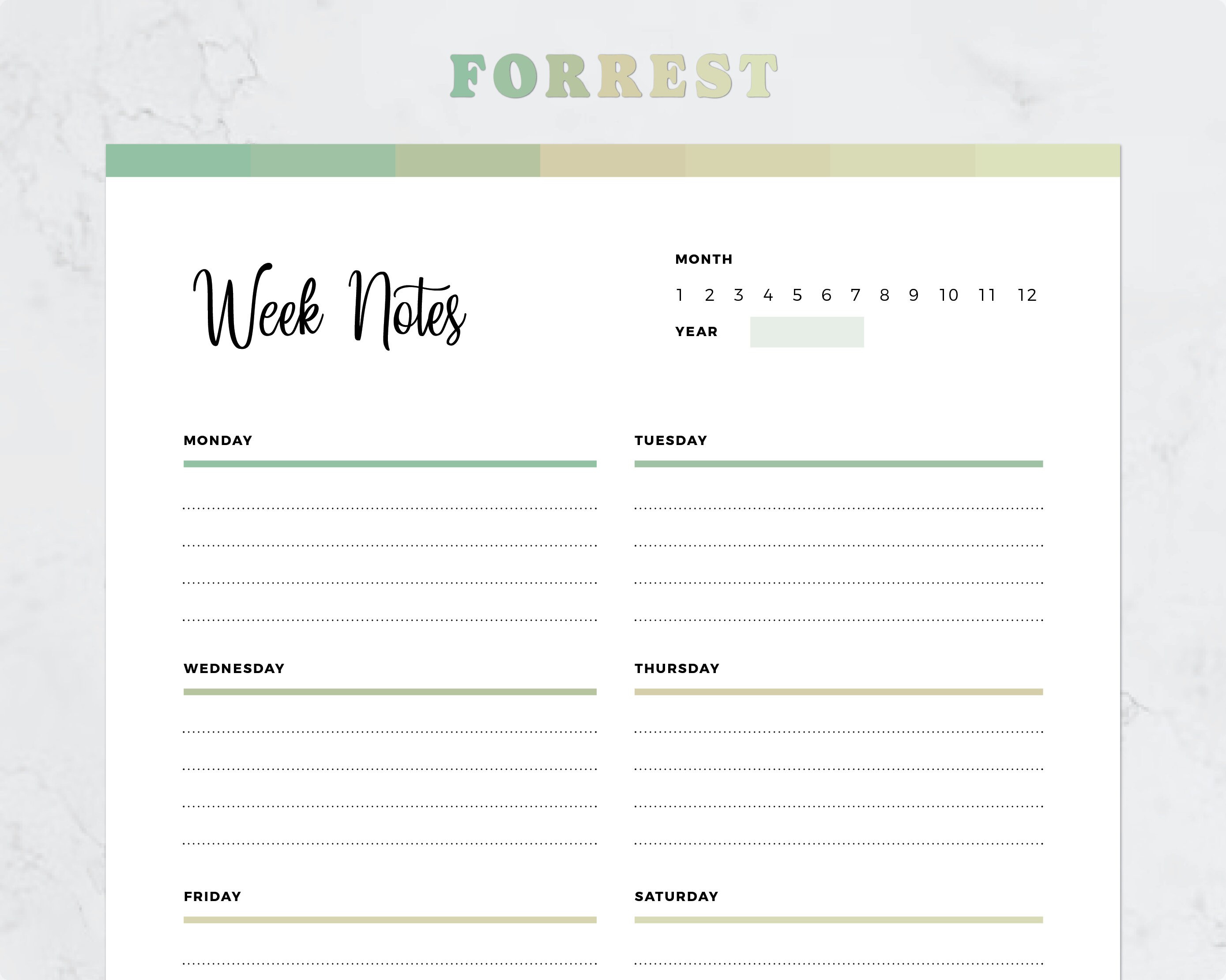 Printable Weekly Notes PDF, Week Notes Planner Insert, Notes Checklist ...