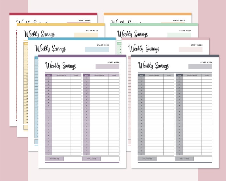Printable Budget Sheets Weekly Spending and Savings 52 Week - Etsy