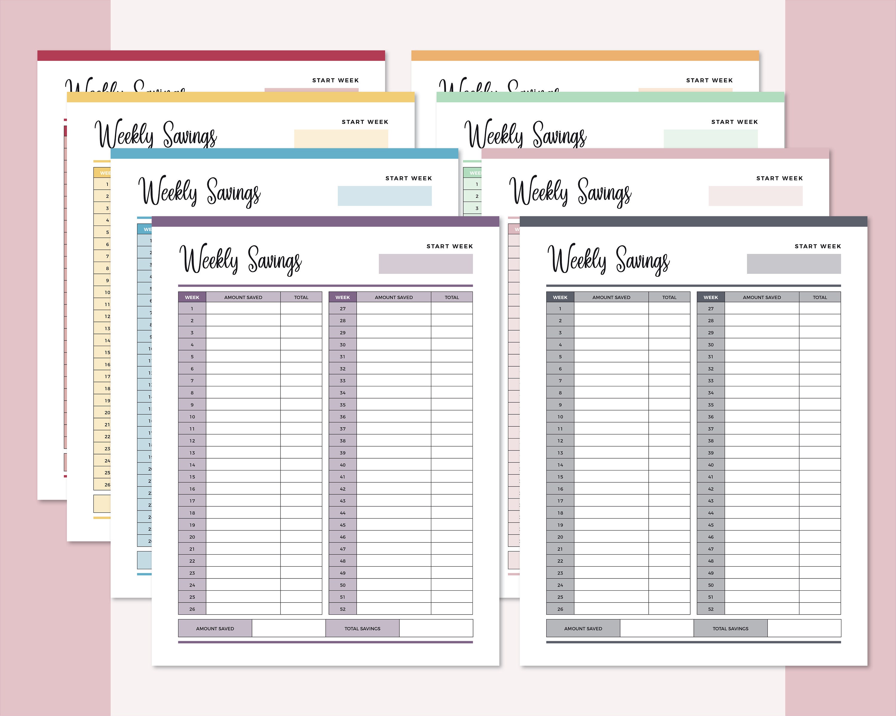 Printable Budget Sheets Weekly Spending and Savings 52 Week - Etsy