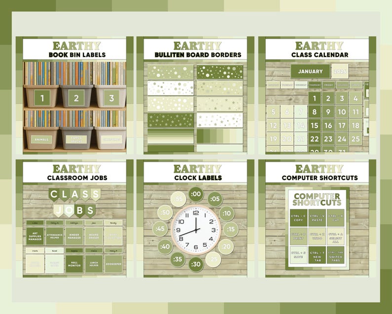 Green Classroom Decor Bundle | Calm Earthy Classroom Theme | Bulletin ...