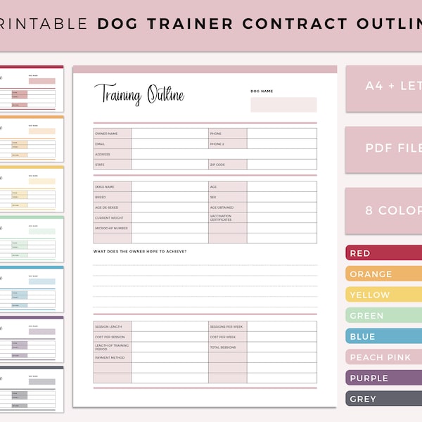 Dog Training Contract Template - Etsy