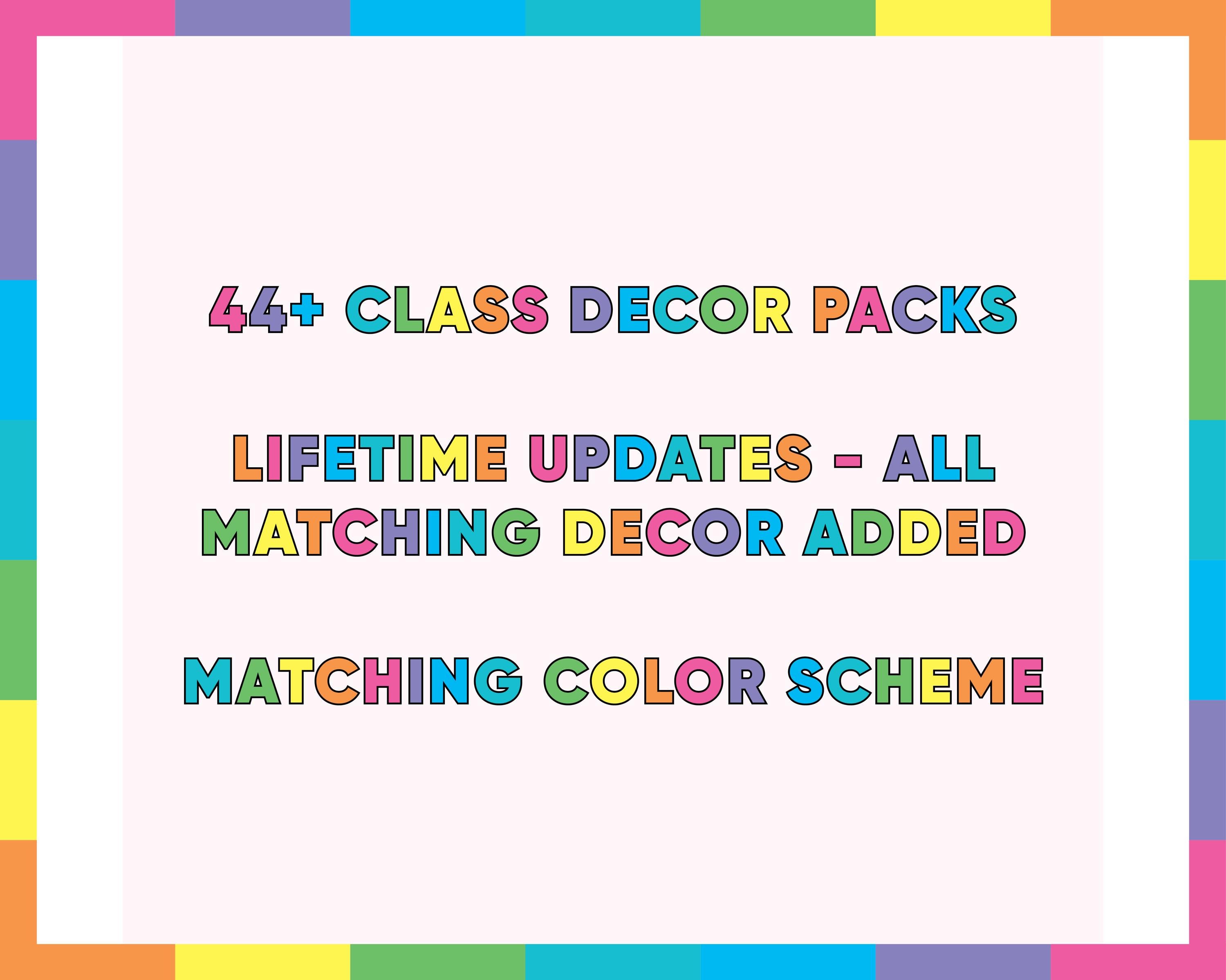 Bright Rainbow Classroom Decor Bundle | Colorful Bulletin Board Pack ...
