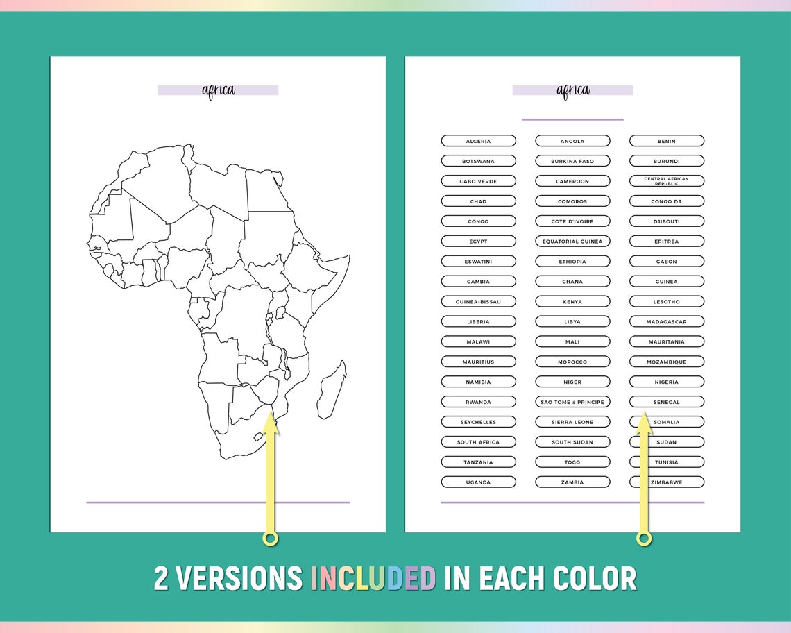 A5 Africa Travel Map Journal, Printable Africa Trip Tracker Tracker ...