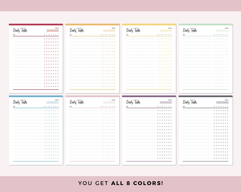 Daily Checklist Printable Daily Task Checklist Print at Home - Etsy