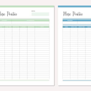 Printable Music Practice Journal, Instrument Practice Sheet, Music ...