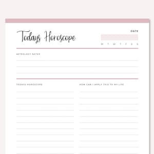 Printable Daily Horoscope Template, Zodiac Sign Horoscope Journal and ...