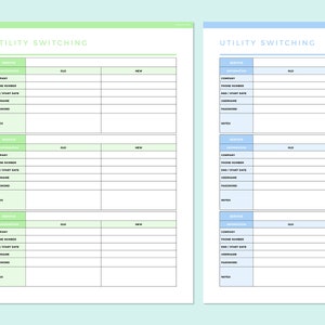 Editable Utility Switching Tracker Printable, Moving House Checklist ...