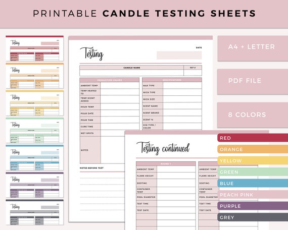 Candle Making Testing Sheet Printable Candle Burn Test - Etsy