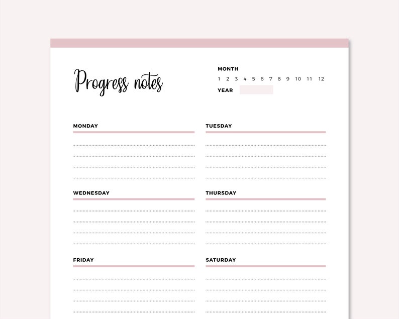 Printable Task Progress Notes, Weekly Task Tracker, Task Journal ...