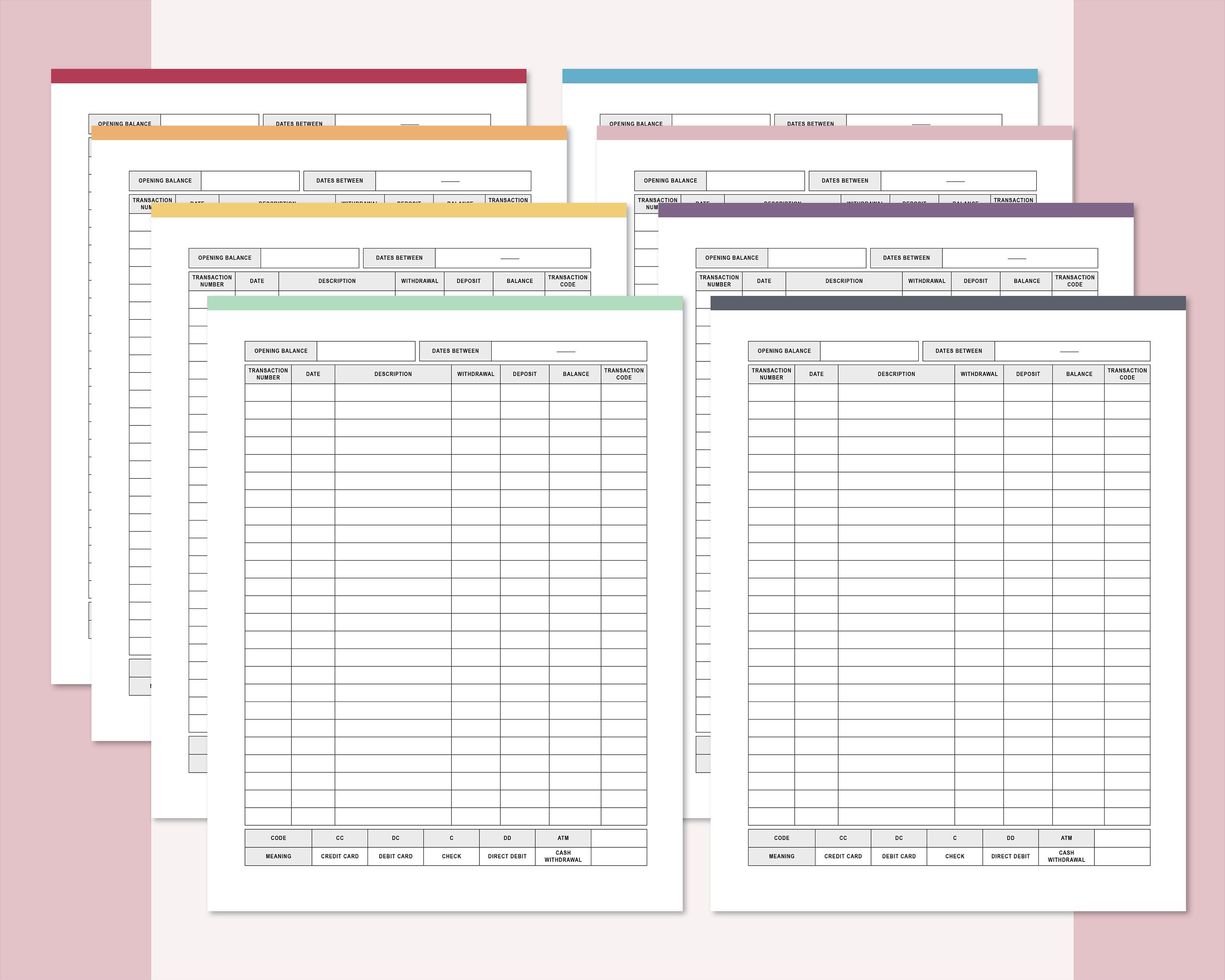 Printable Checkbook Register Check Book Balance Log Account - Etsy ...