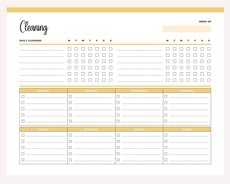 Printable Daily Cleaning Checklist Declutter Tracker Cleaner | Etsy