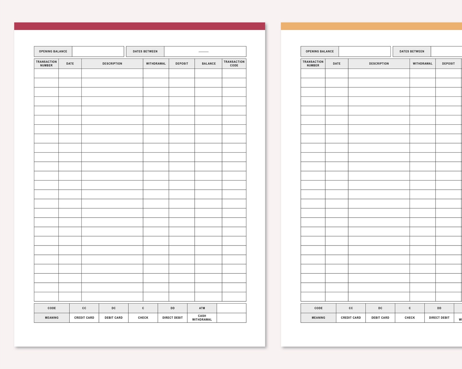 Printable Checkbook Register Check Book Balance Log Account - Etsy ...