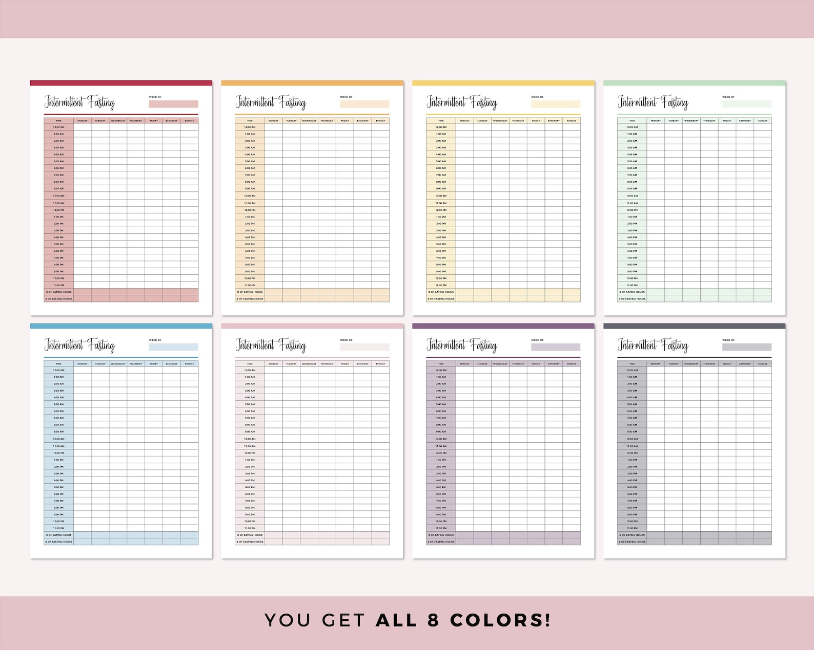 Intermittent Fasting Tracker Printable Fasting Tracker - Etsy