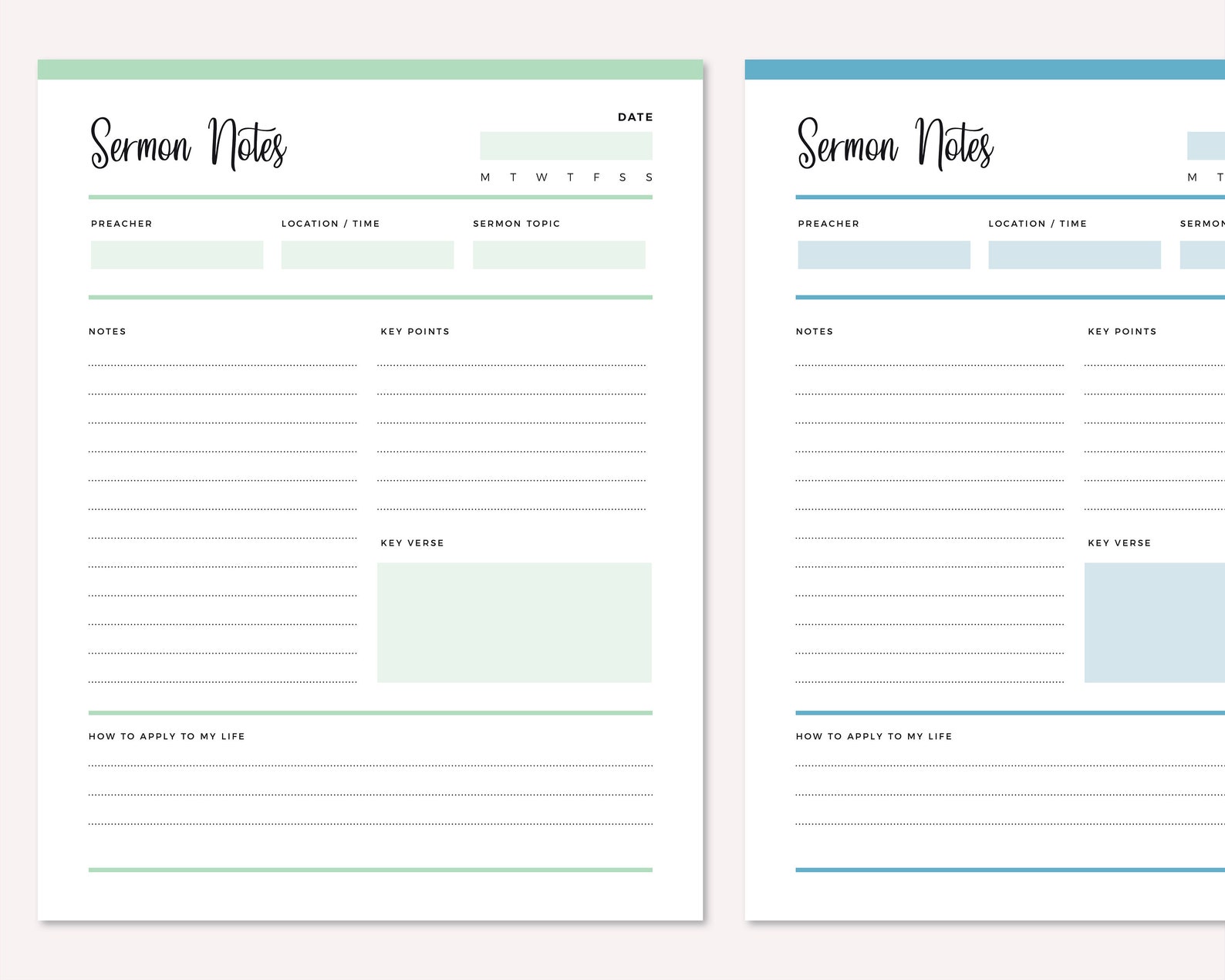 Printable Sermon Notes, Print at Home Faith Planner, Scripture and ...