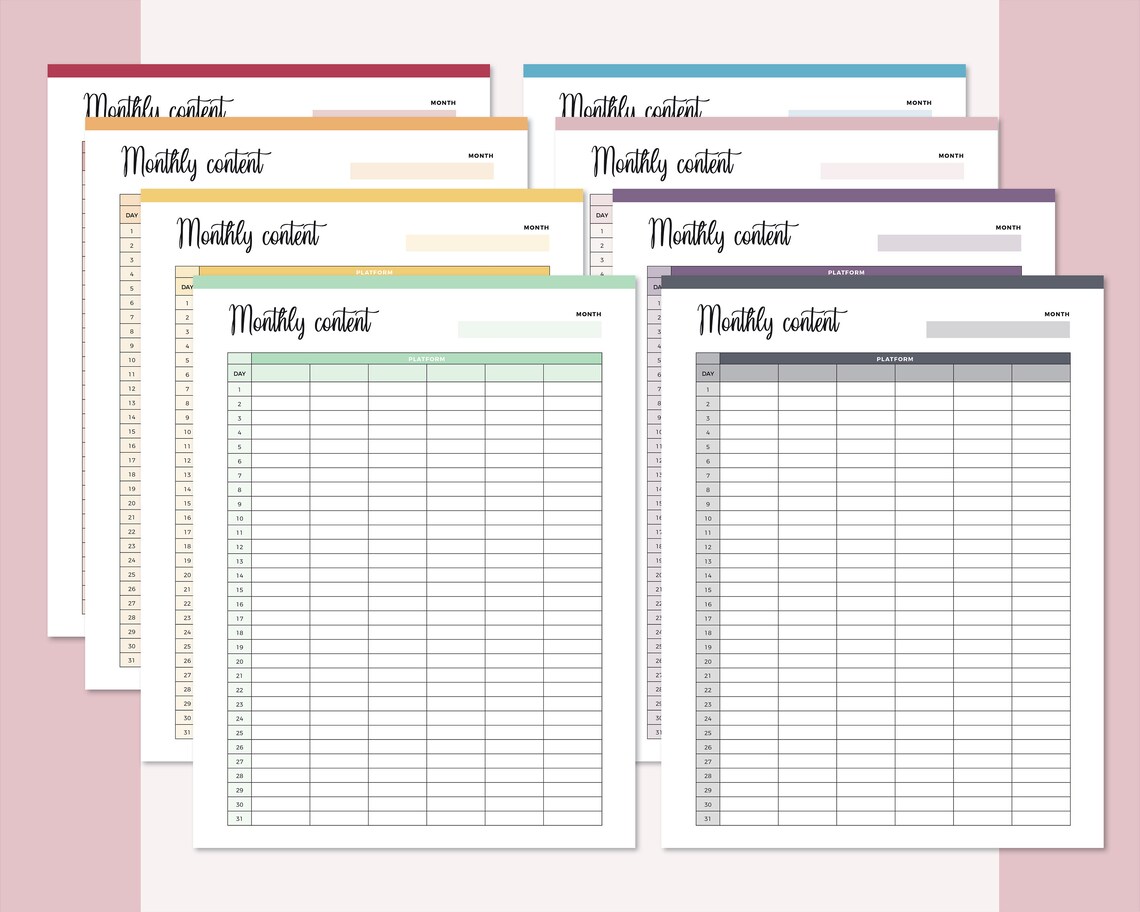 Printable Monthly Content Tracker Blog Content Tracker - Etsy