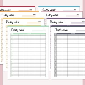 Printable Monthly Content Tracker, Blog Content Tracker, Social Media ...