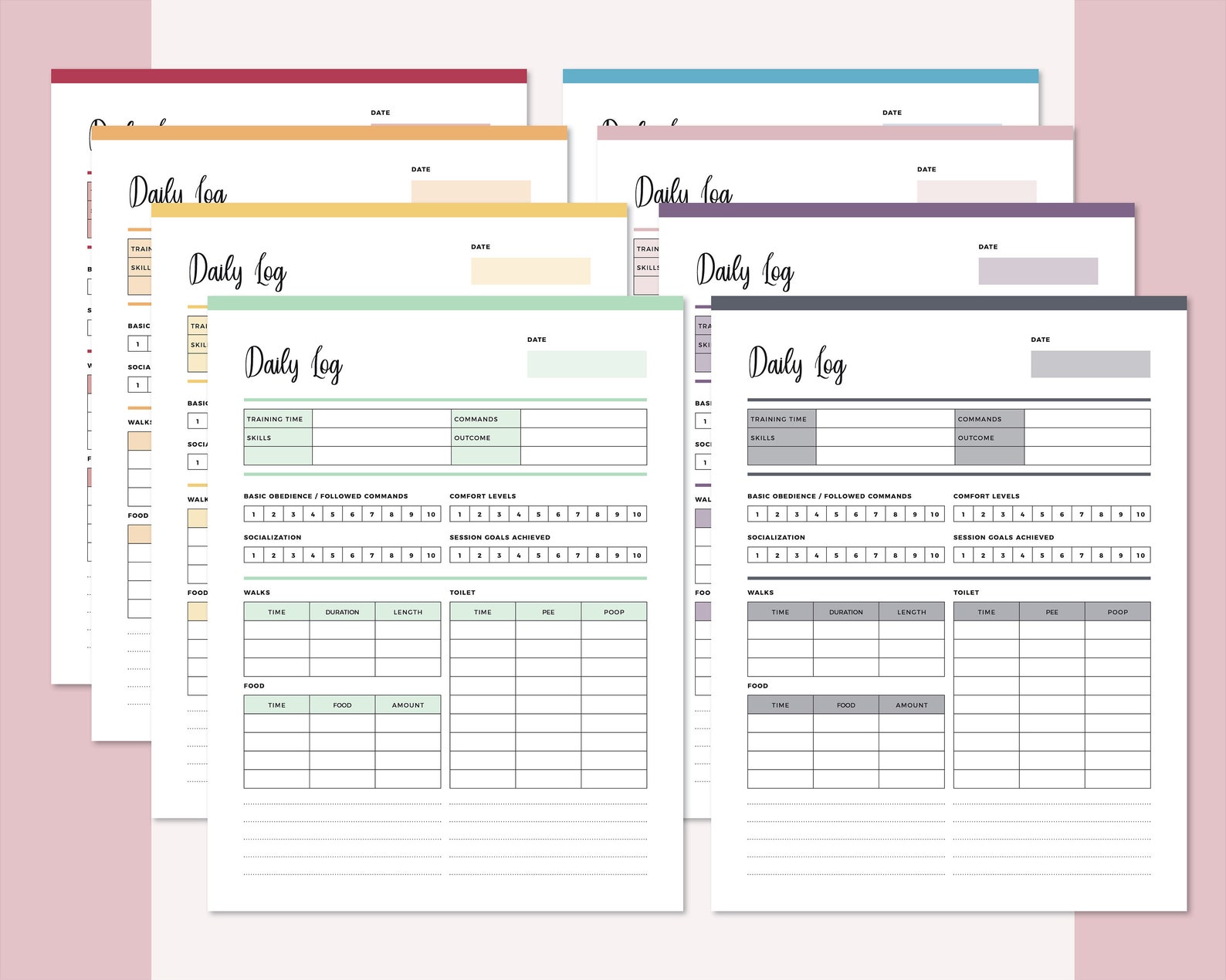 Printable Daily Pet Care Log, Dog Care Log, Dog Report Card, Pet Report ...