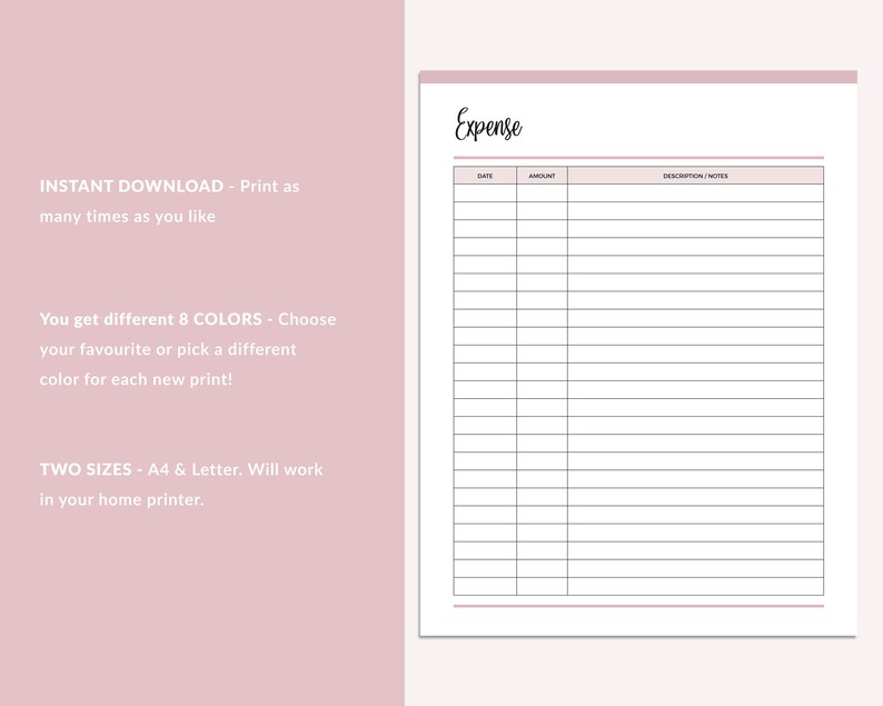 Printable Expense Sheet Spending Tracker Expense Tracking - Etsy