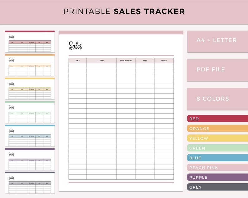 Printable Sales Tracker, Order Tracker, Sales Tracking, Business Sales ...