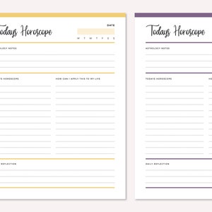 Printable Daily Horoscope Template, Zodiac Sign Horoscope Journal and ...