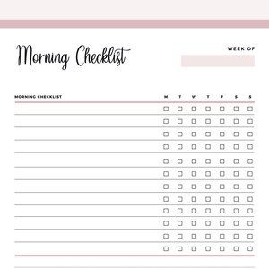 Printable Morning Checklist, Daily Planner, Day Organizer, Daily ...