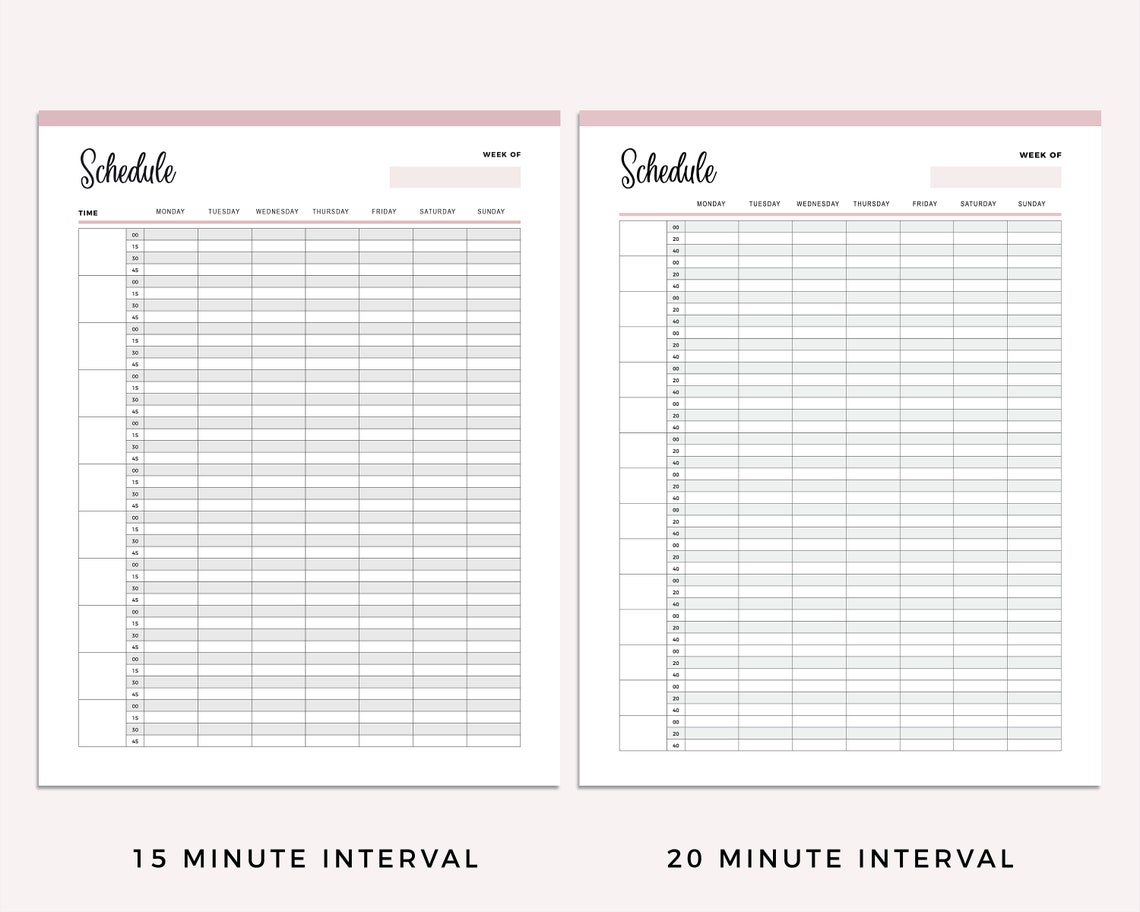 Blank Hour Printable Appointment Book 15 Minute Increments | Etsy