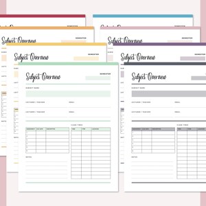 Printable Subject Overview, Print at Home College Subject Outline ...