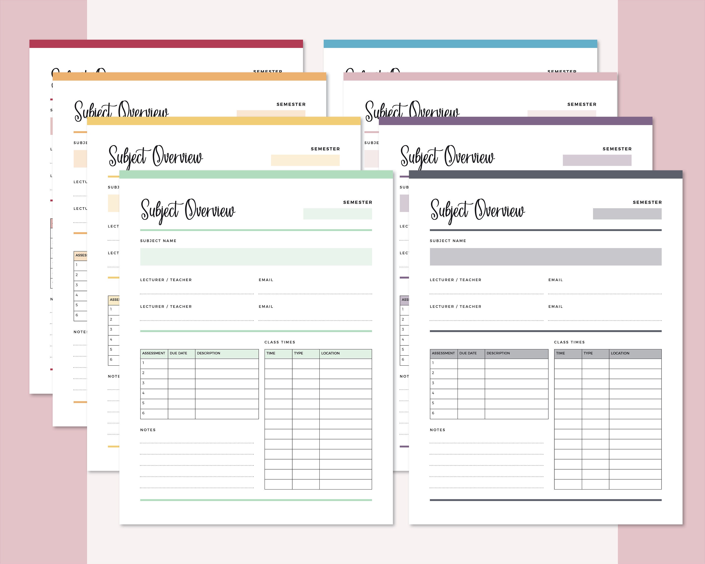 Printable Subject Overview Print at Home College Subject | Etsy