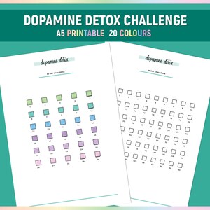 30 Day Dopamine Detox Challenge Tracker, 60 Day Dopamine Cleanse Log ...