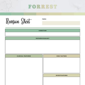 Printable Nursing Student Revision Sheet, Student Nurse Revision Sheet ...