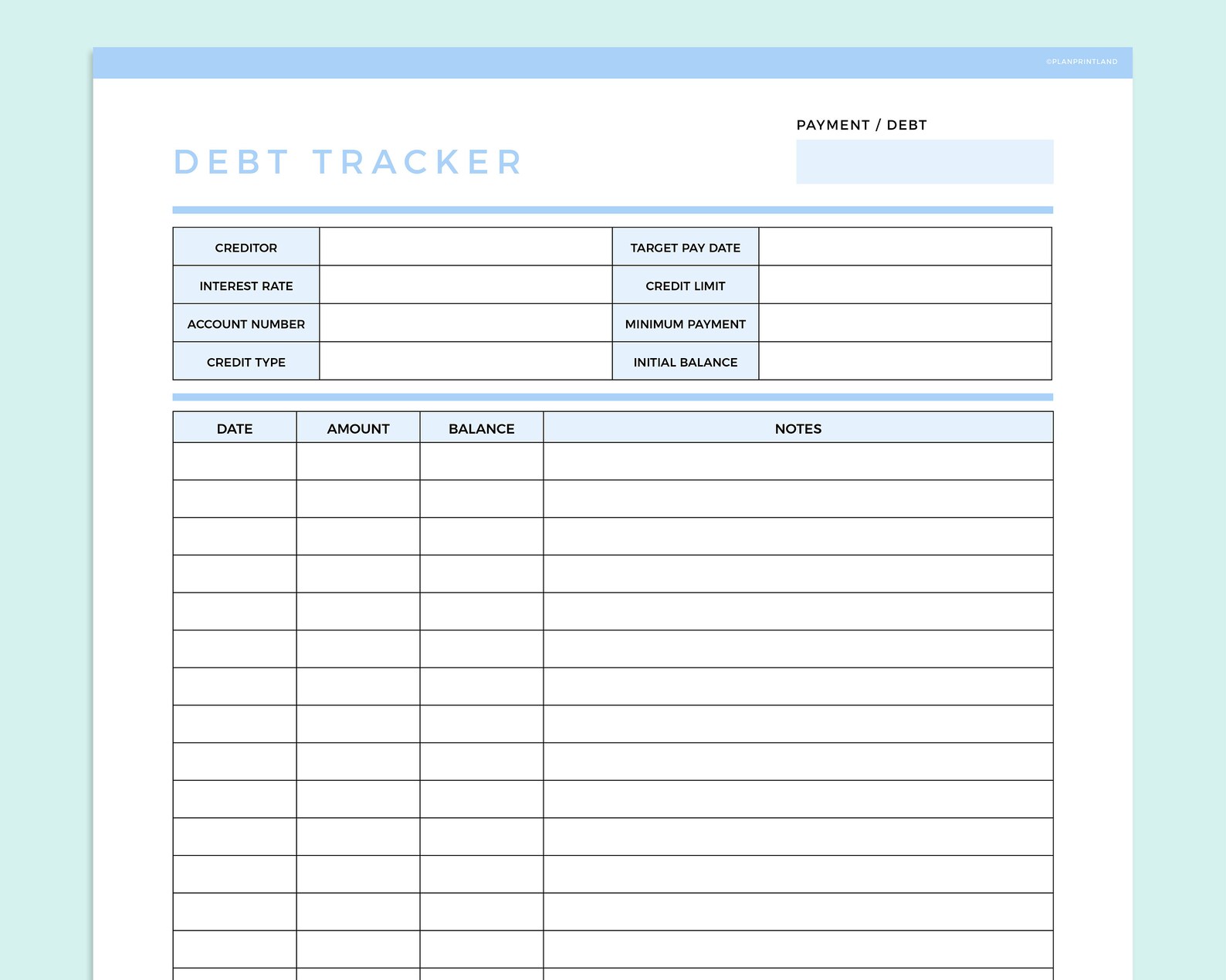 Editable Debt Payment Tracker, Fillable Debt Tracker, Debt Payoff ...