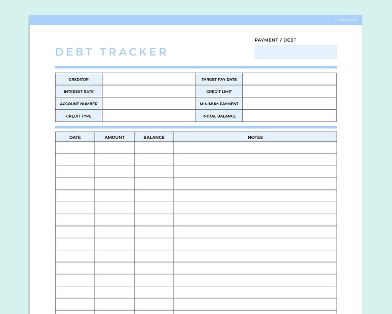 Editable Debt Payment Tracker Fillable Debt Tracker Debt - Etsy