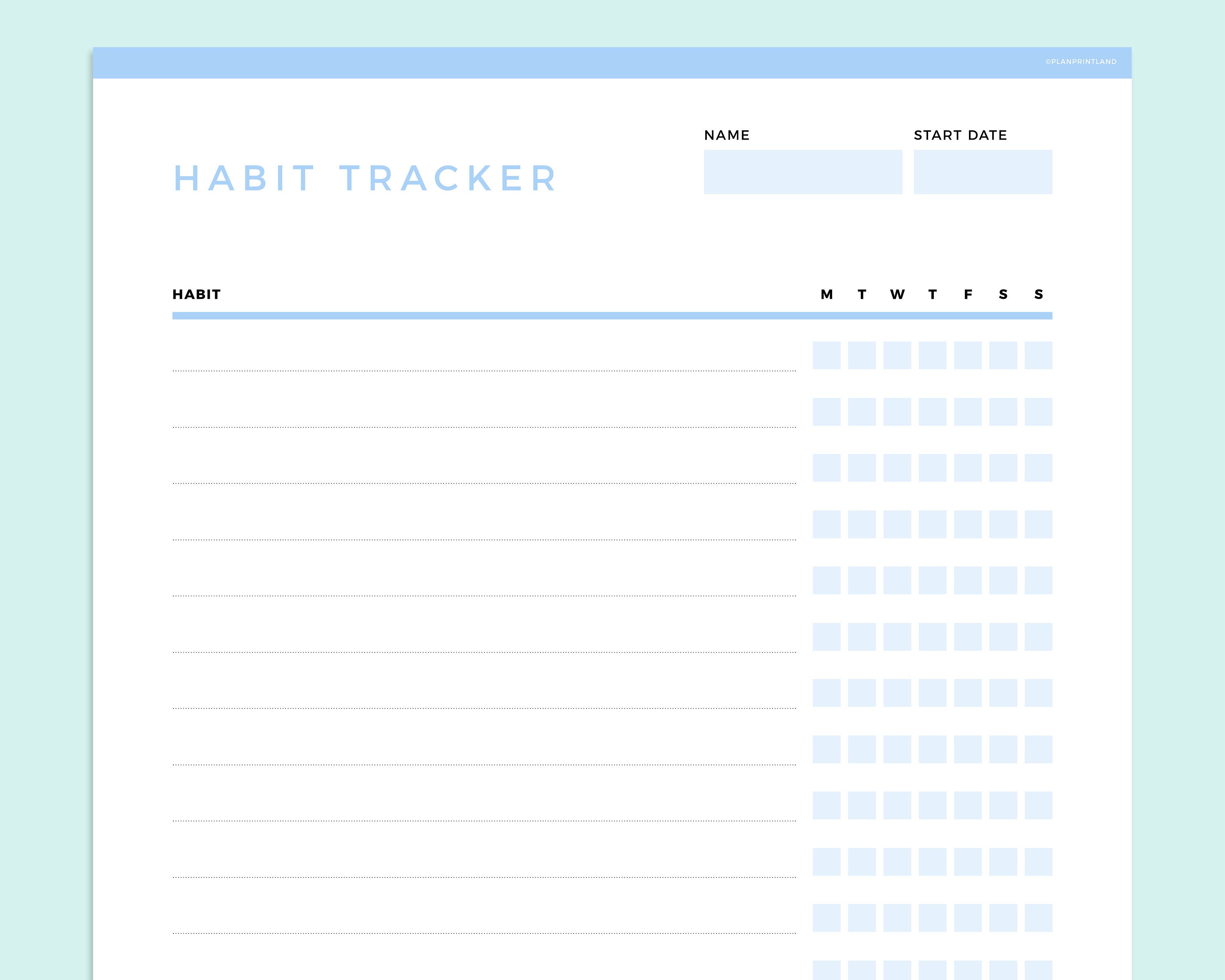 Editable Weekly Habit Tracker Printable, Fillable Daily Checklist ...