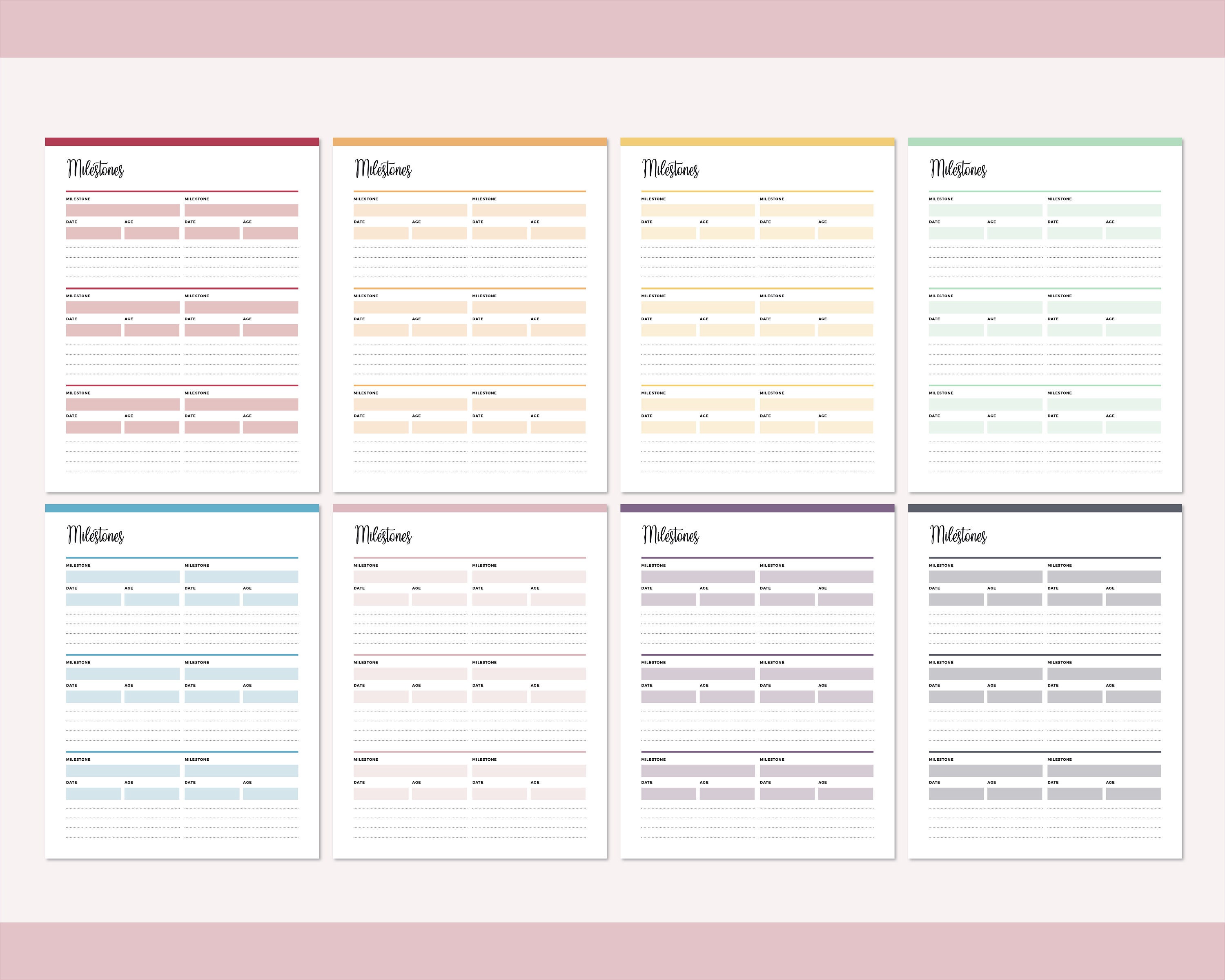 Printable Child Growth Milestones, Baby Growth Cards, Toddler Milestone ...