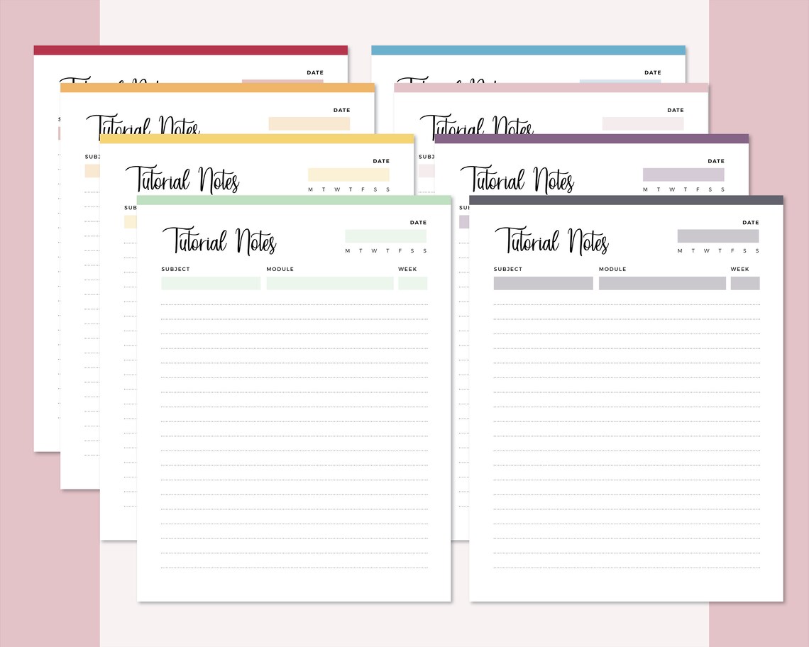 Printable College Tutorial Notes Print at Home Student Lined | Etsy