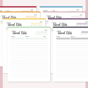Printable College Tutorial Notes, Print at Home Student Lined Note ...