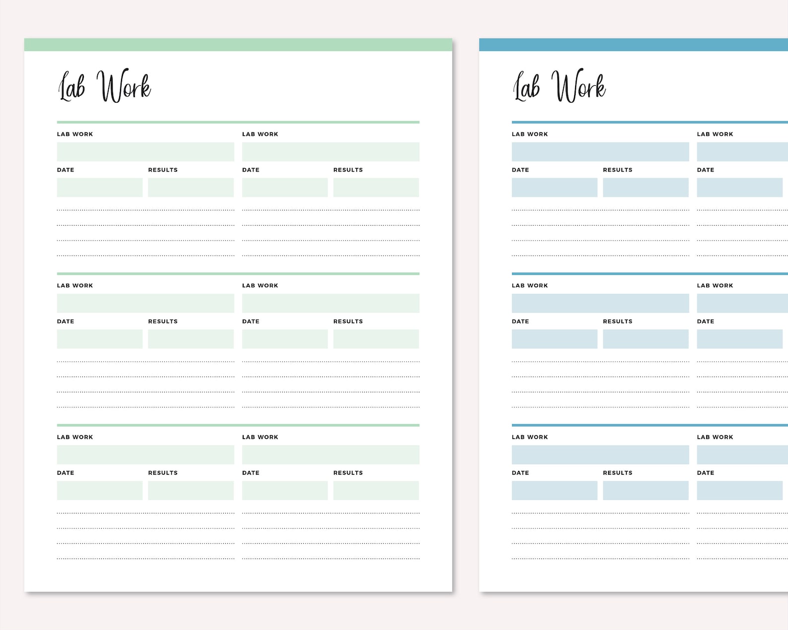 Printable Lab Work Sheet, Blood Work Log, Medical Test Record, Health ...