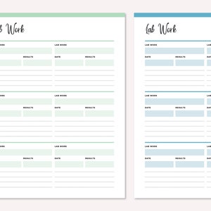 Printable Lab Work Sheet, Blood Work Log, Medical Test Record, Health ...