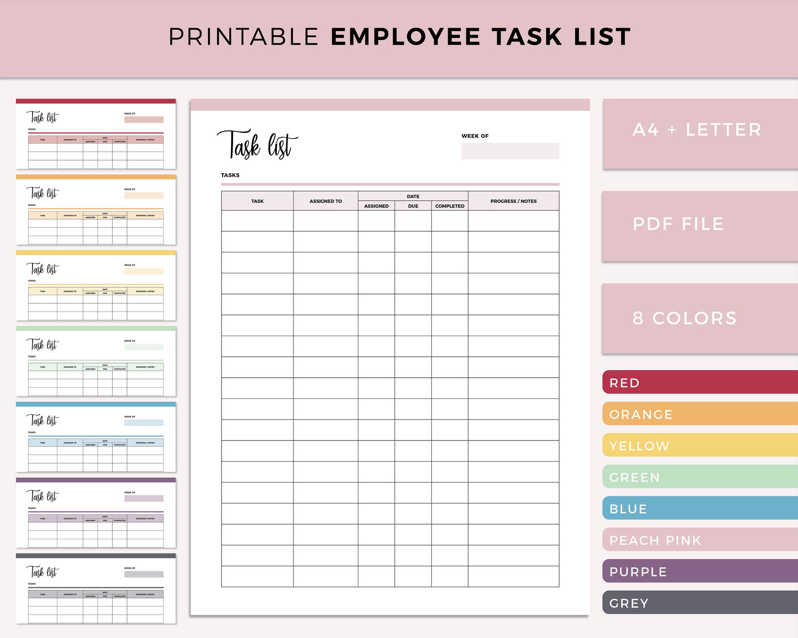 Employee Task List Printable Work Allocation Sheet Daily - Etsy