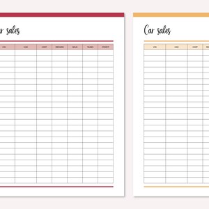 Printable Car Sales Tracker - Etsy
