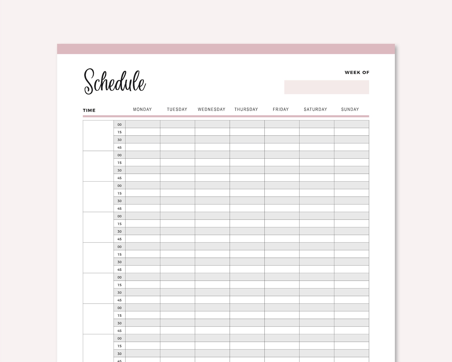 Blank Hour Printable Appointment Book 15 Minute Increments - Etsy