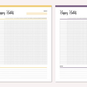 Printable Happy Habit Tracker, Habit Tracking, Happiness Log ...