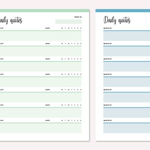 Printable Daily Quotes, Positive Quote Tracker, Daily Inspiration ...