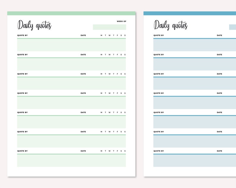 Printable Daily Quotes Positive Quote Tracker Daily - Etsy
