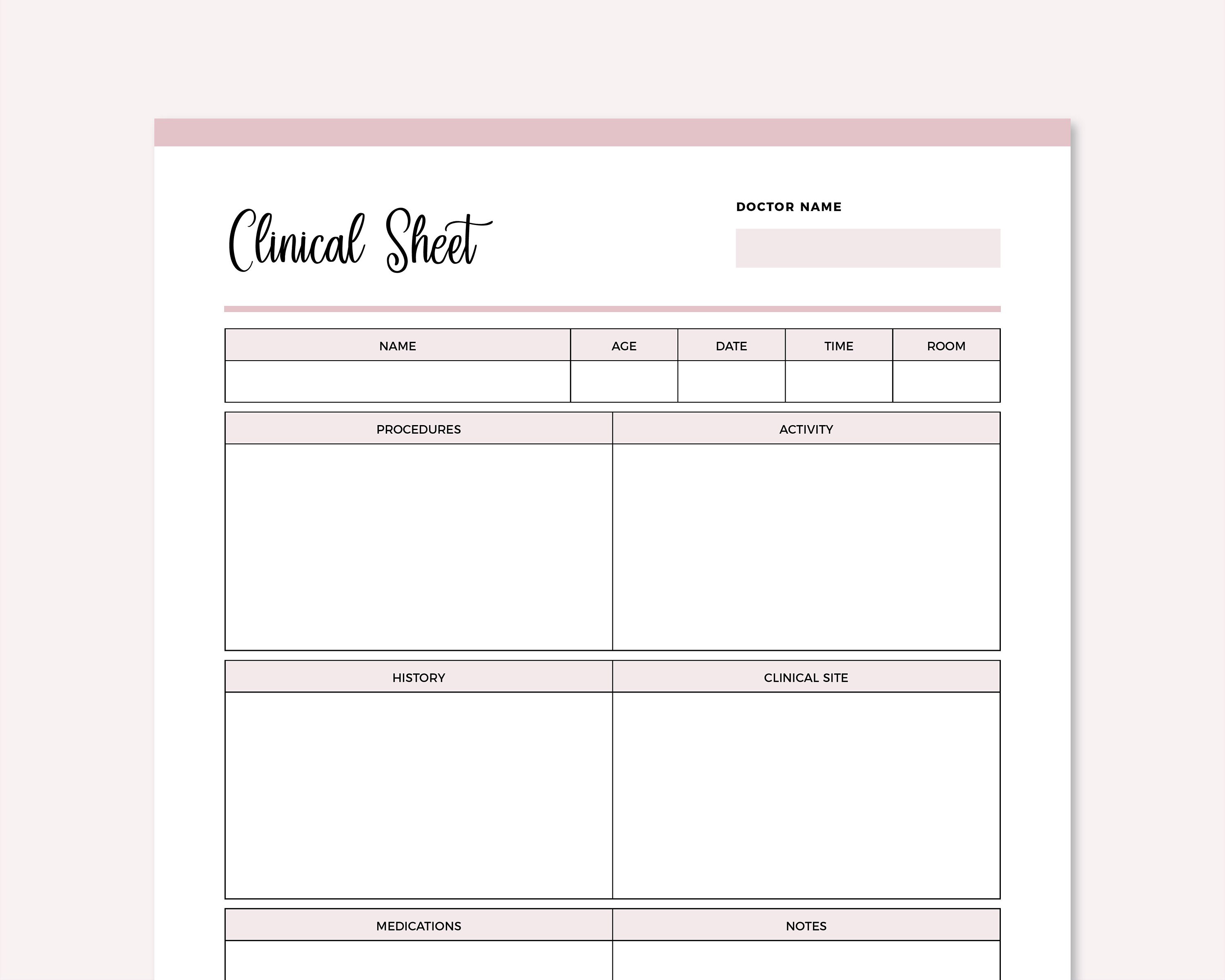 Printable Nursing Clinical Sheet Nurse Clinical Overview - Etsy Australia